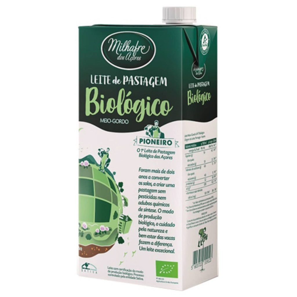 Milhafre leite de pastagem meio gordo biológico